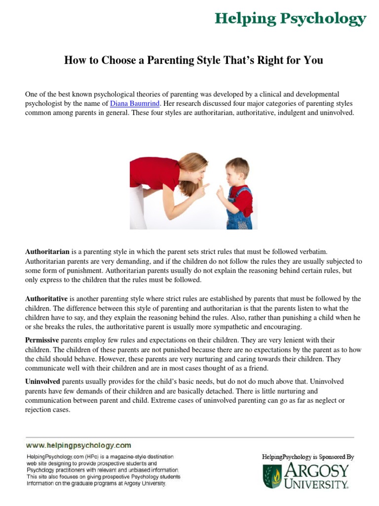 How To Choose A Parenting Style That S Right For You | PDF