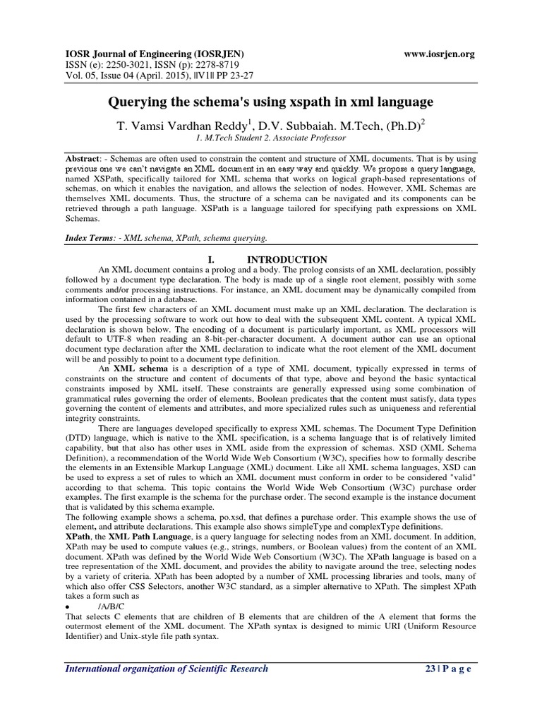 Querying The Schema's Using Xspath in XML Language: T. Vamsi Vardhan ...