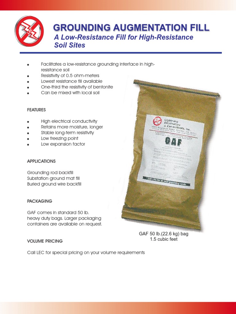 GAF Product Sheet | Electrical Resistivity And Conductivity | Soil