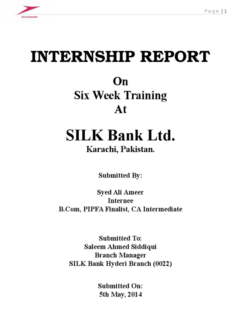 Silk Bank Internship Report | PDF | Investment Banking | Banks