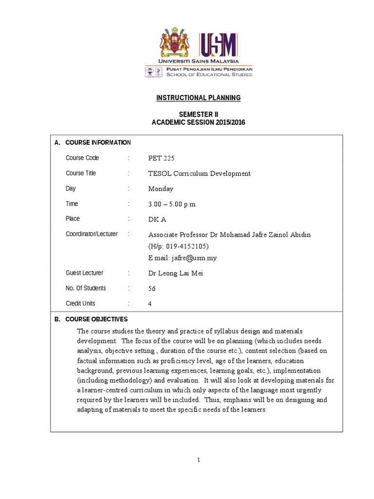 TESOL Curriculum Development Guide | PDF | English As A Second Or ...