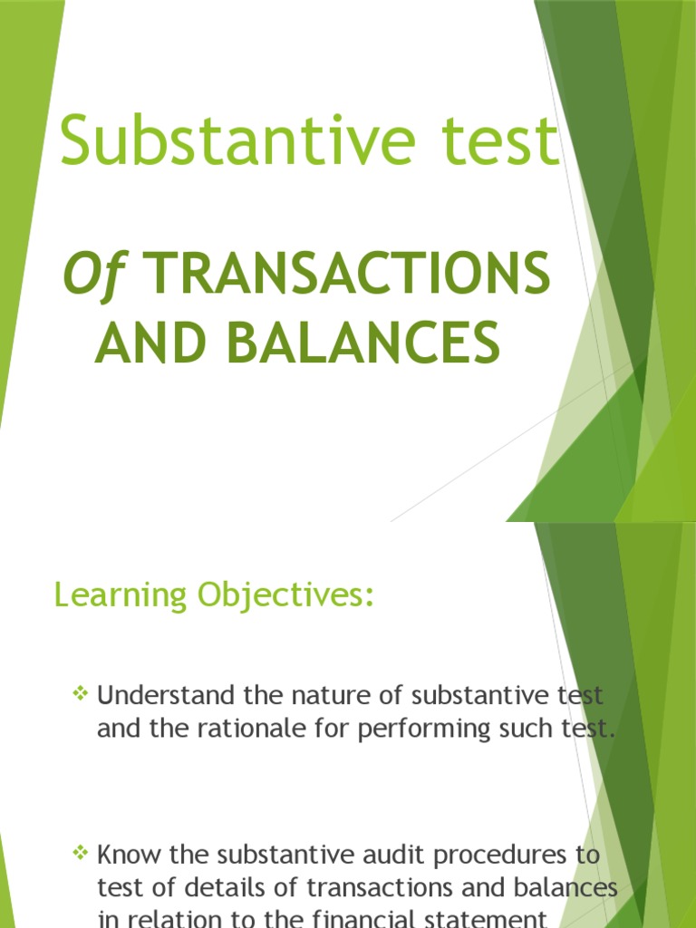Substantive Test: of Transactions | PDF | Debits And Credits ...