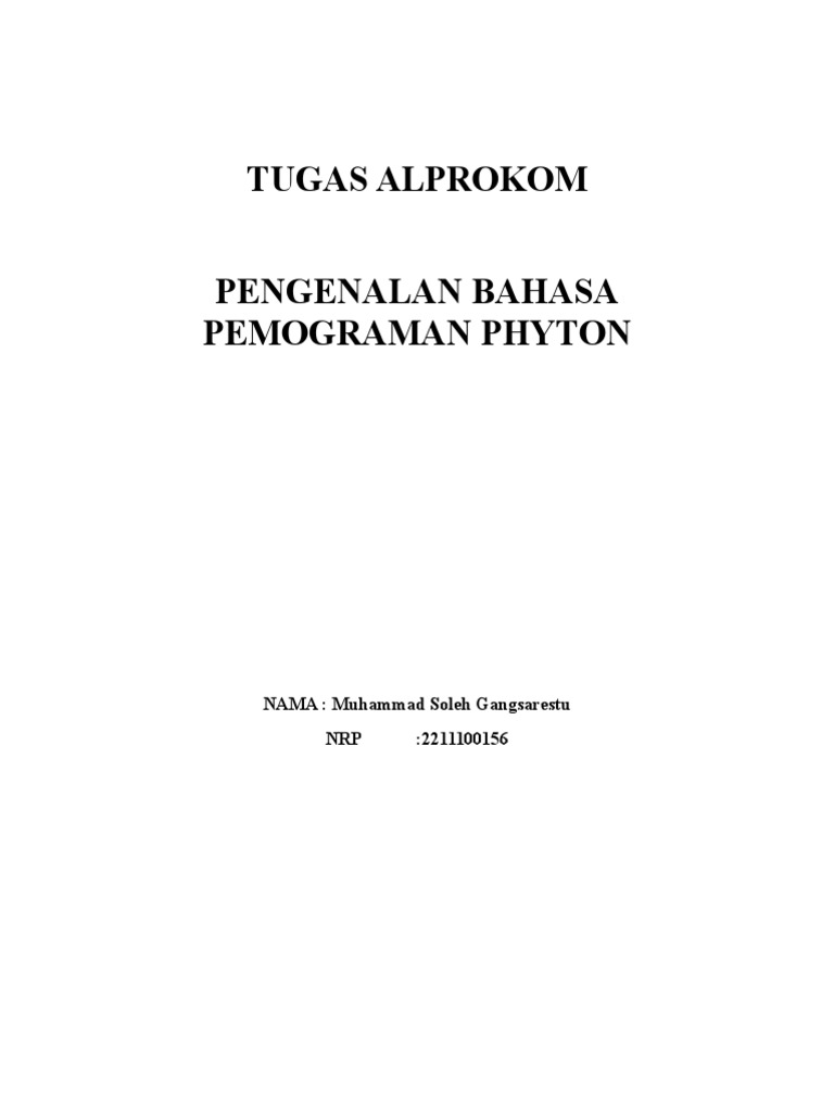 Pengenalan Dasar Pemrograman Python | PDF