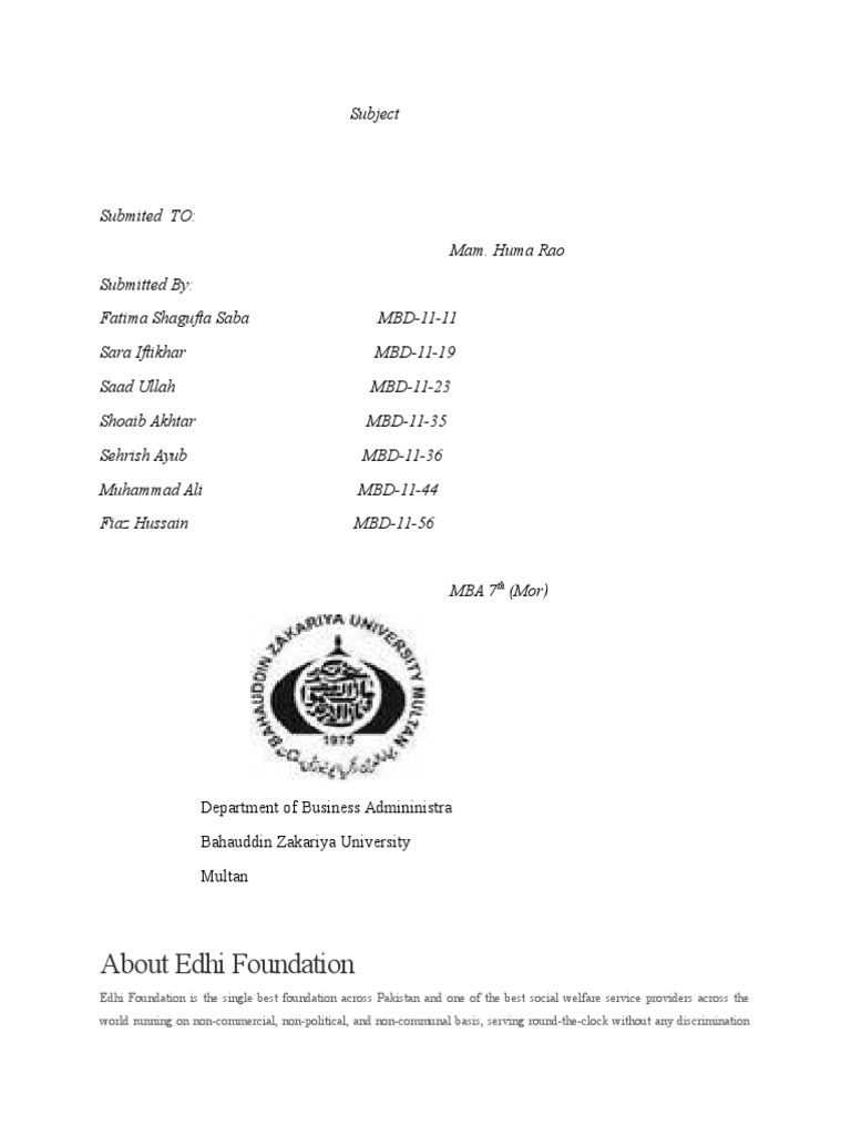 About Edhi Foundation | PDF | Hospital And Clinic | Wellness