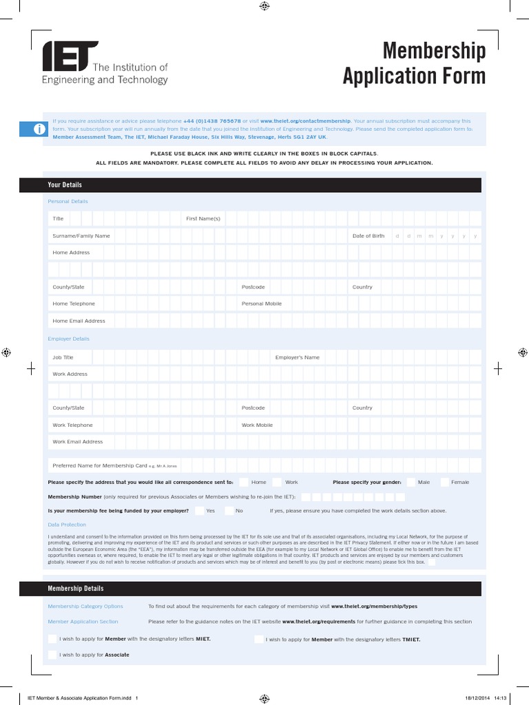 IET Member & Associate Application Form HR | PDF | Science And ...