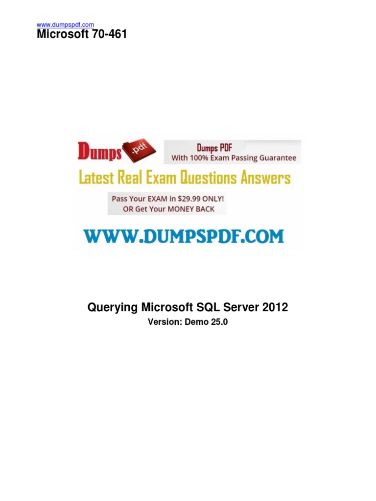 Free 70 461 Exam Questions PDF Microsoft1 | PDF | Microsoft Sql Server | Databases