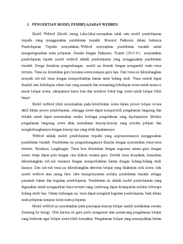 Pengertian Model Pembelajaran Webbed | PDF
