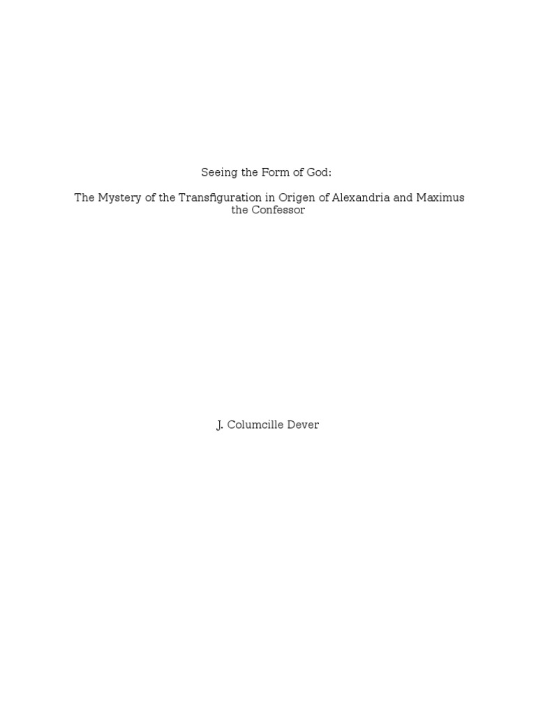 Dever Seeing The Form of God | PDF | Philosophy