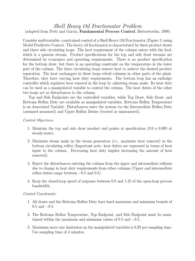 Shell Heavy Oil Fractionator Problem | PDF | Heat | Systems Science