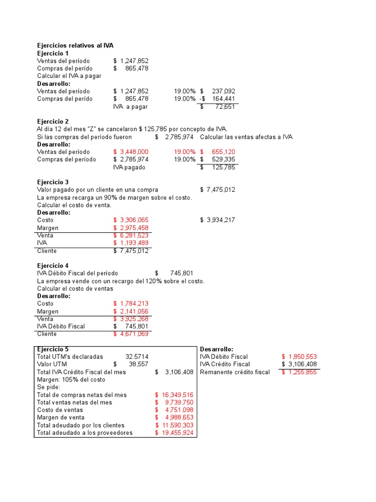Ejercicio de IVA | PDF | Impuesto al valor agregado | Tarjeta de débito