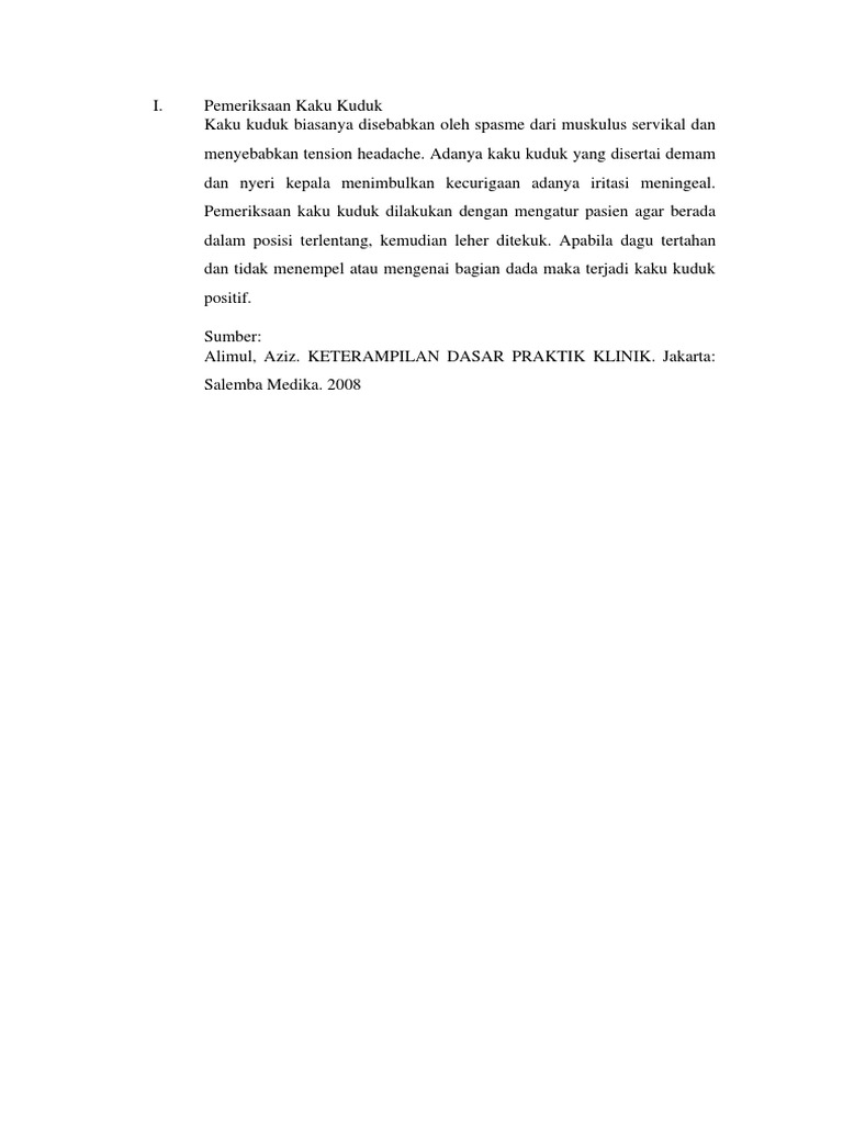 Pemeriksaan Kaku Kuduk | PDF