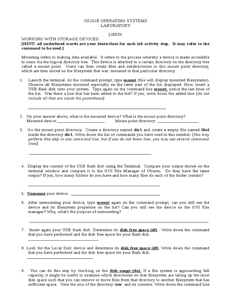 Operating System Lab Activity | PDF | File System | Directory (Computing)
