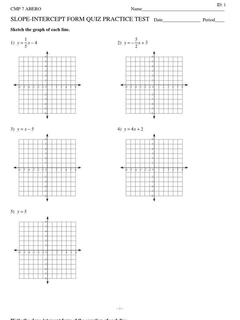 Msa Slope Intercept Quiz Practice Test | PDF | Equations | Algebra