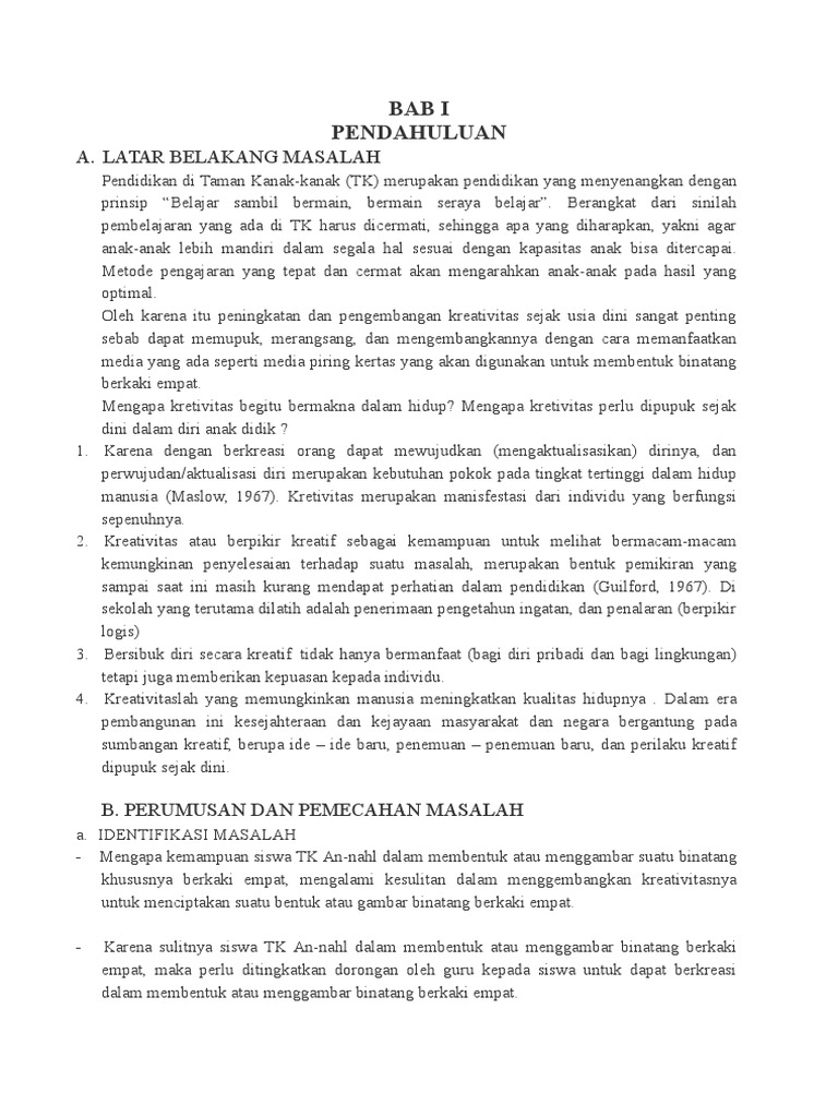 Contoh PTK Paud | PDF