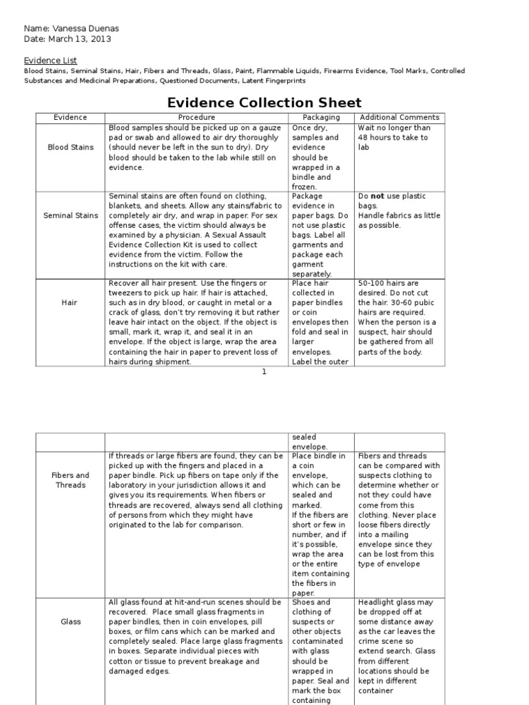 Evidence Collection Forms | PDF | Cartridge (Firearms) | Crime Scene