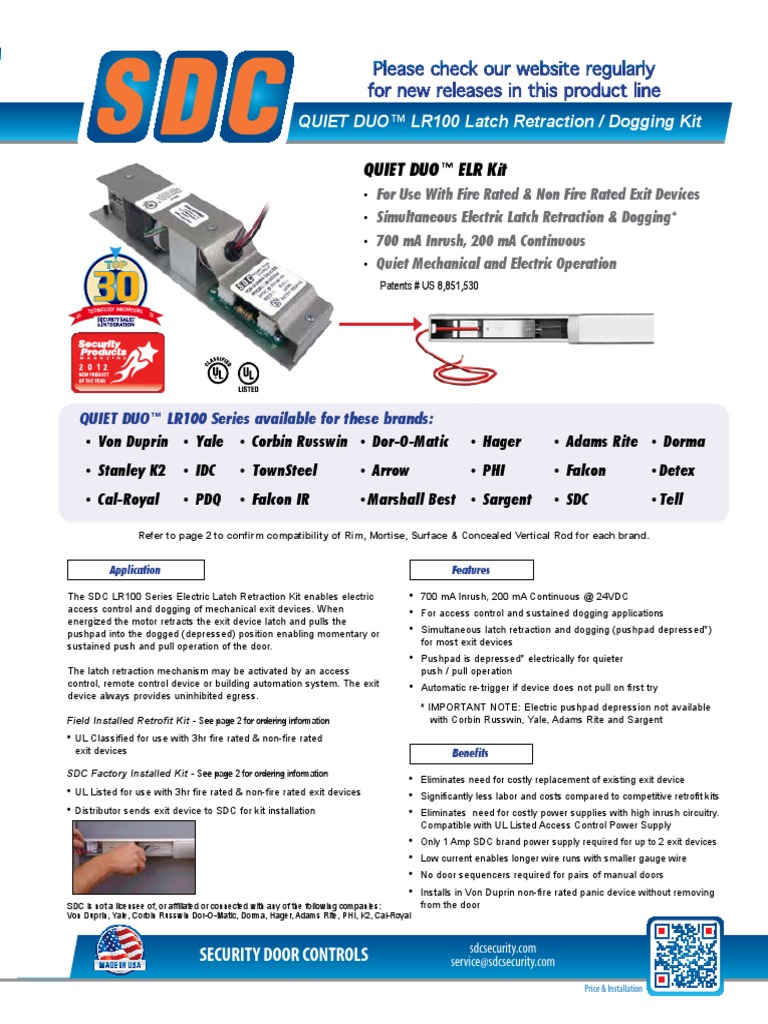 SDC LR100 Data Sheet | Door | Hardware