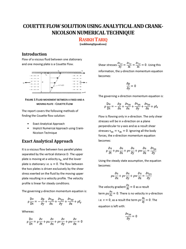 Couette Flow Analysis Techniques | PDF | Physical Phenomena | Fluid ...
