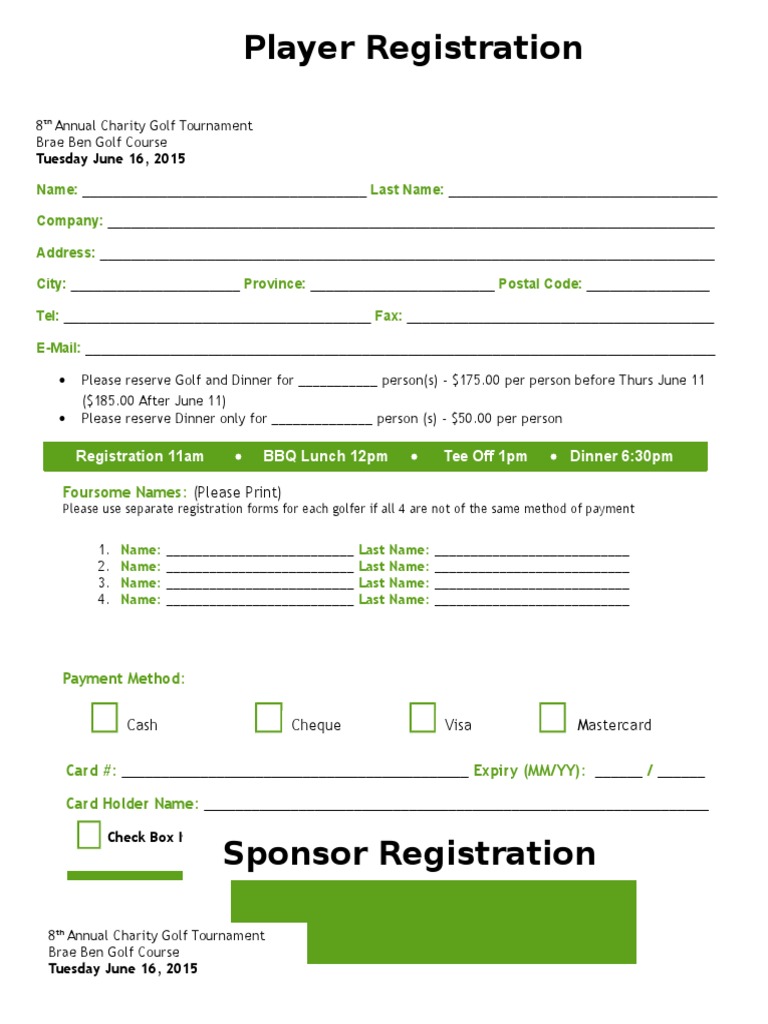8th Annual Charity Golf Tournament Registration | PDF