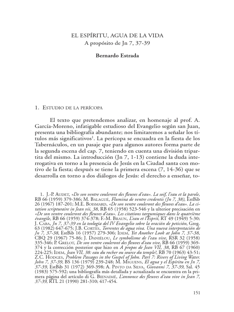 JUAN 7, 37-39 El Espíritu, Agua de La Vida | PDF | Evangelios | Jesús