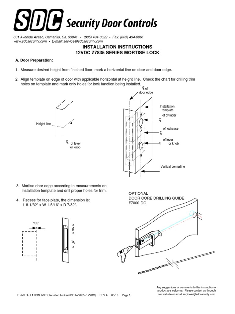 SDC Z7832 Instruction Manual | PDF | Lock (Security Device) | Screw