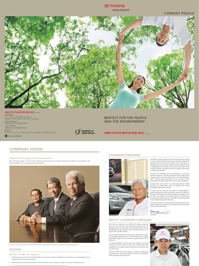 Chairman's Vision of Upholding Toyota's Core Values of Respecting ...