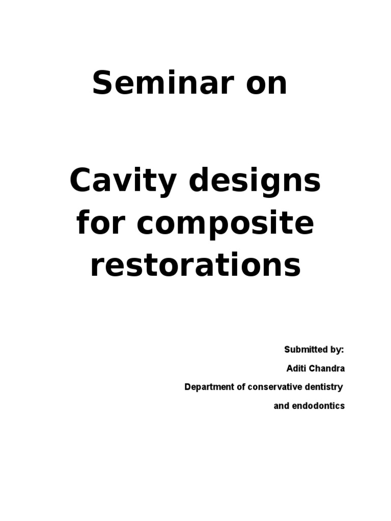 Cavity Designs For Composite Restorations | PDF | Dental Composite ...