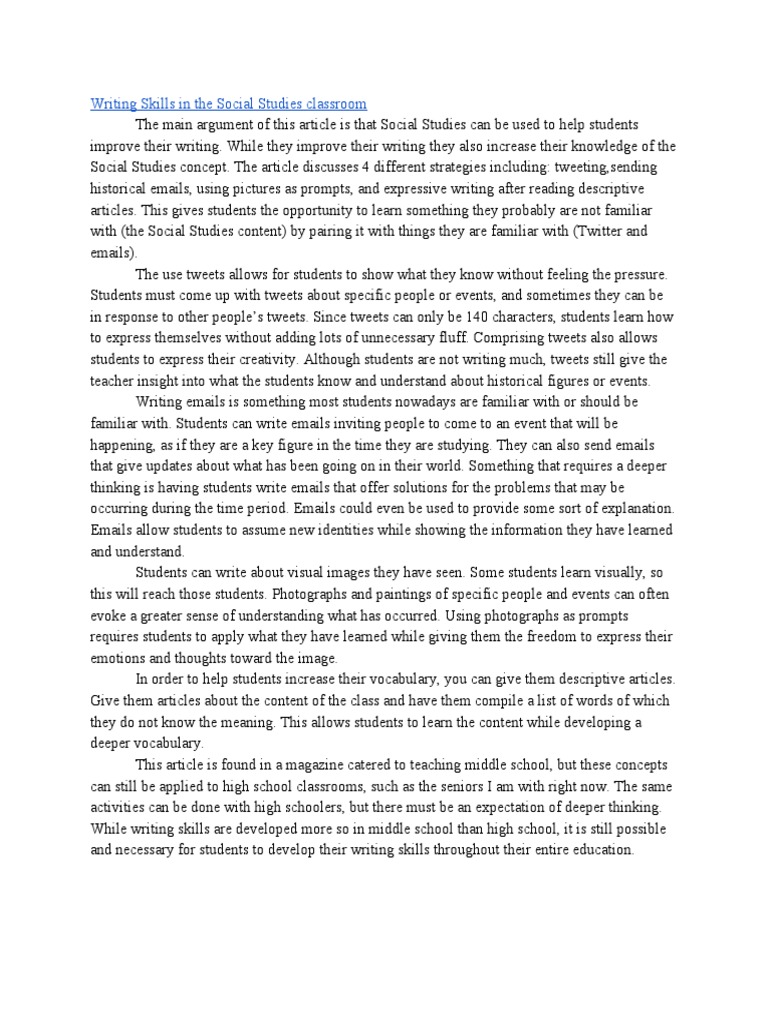 Enhancing Writing in Social Studies | PDF | Twitter | Vocabulary