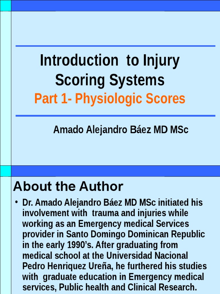 Introduction To Injury Scoring Systems: Part 1-Physiologic Scores | PDF ...