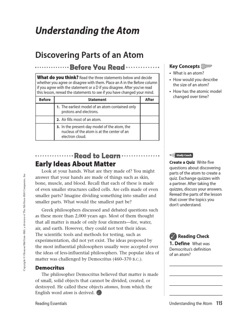 Discovering Parts of The Atom - Reading Essentials | PDF | Atoms ...
