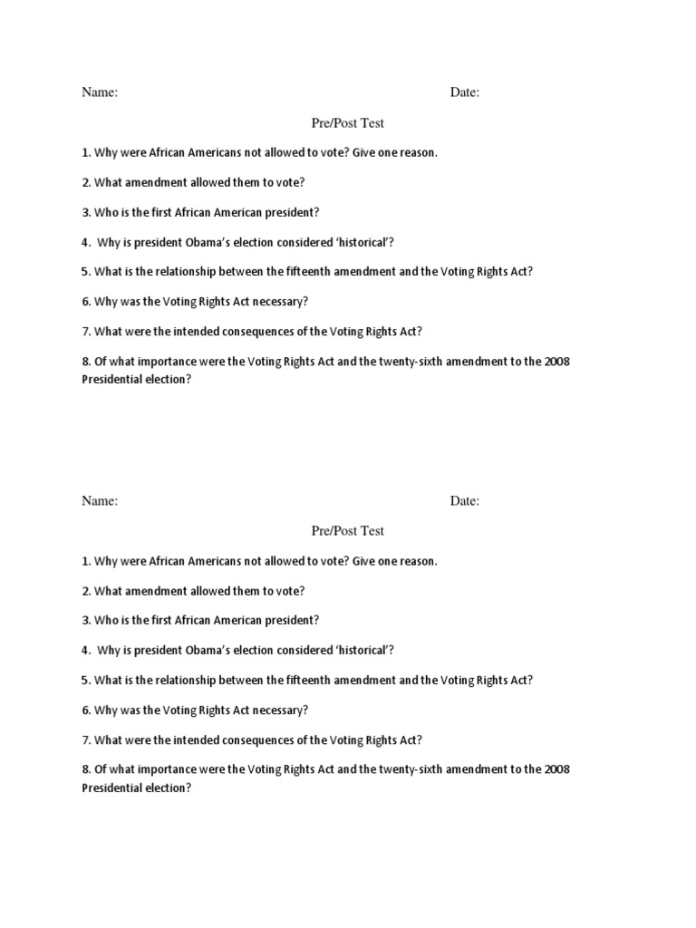 African American Voting Rights Quiz | PDF | Law
