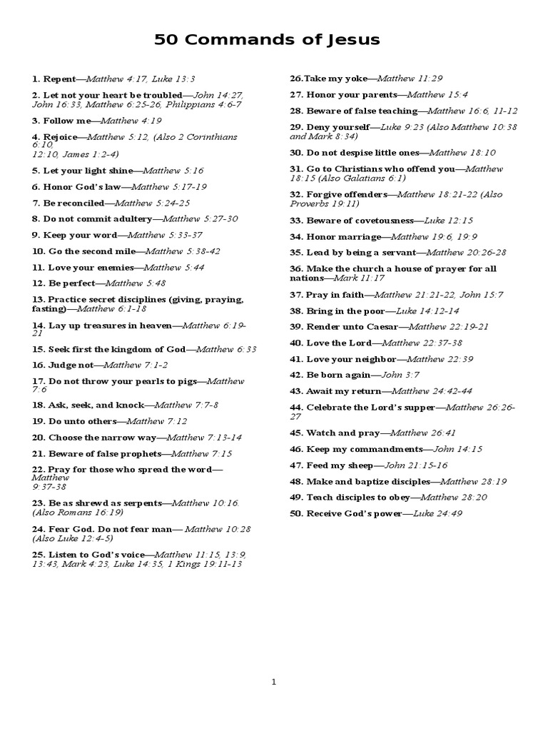 Jesus' Commands | PDF | Gospel Of Matthew | John The Baptist