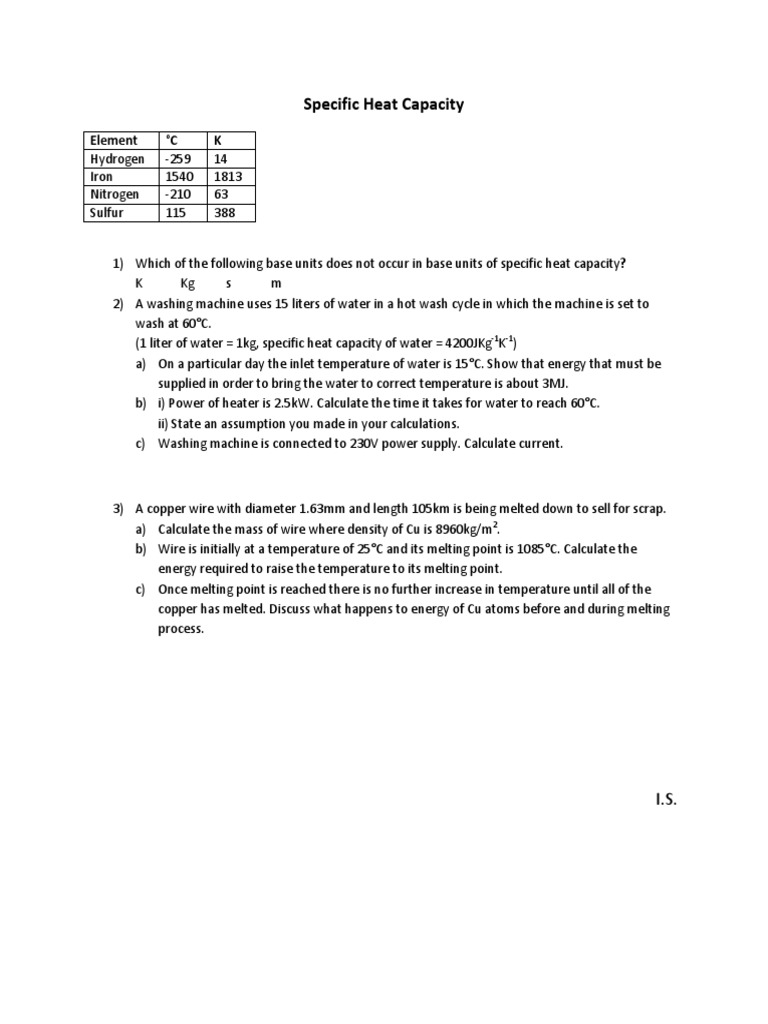 Specific Heat Capacity | PDF | Heat Capacity | Heat