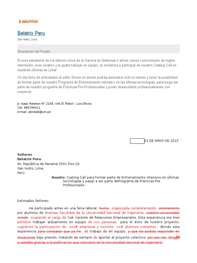 Lindo Barrera CV Con Carta Rev1 | PDF | Lima | Perú