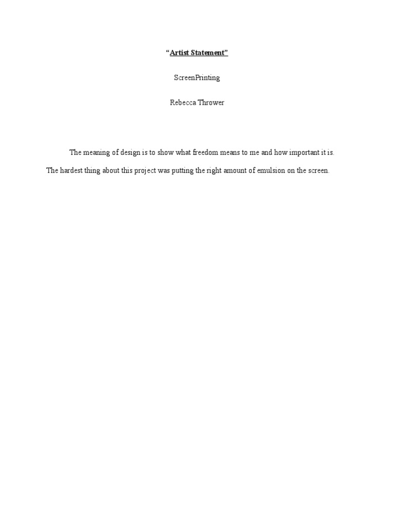 Rebecca Thrower's Artist Statement on Freedom | PDF