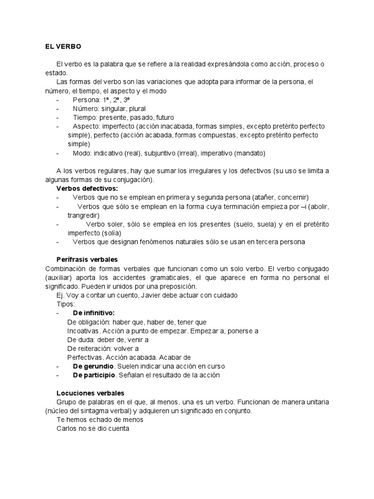 El Verbo - Documentos de Google | PDF | Verbo | Reglas