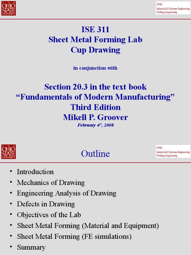 Cup Drawing Process in Sheet Metal Forming | PDF | Continuum Mechanics ...