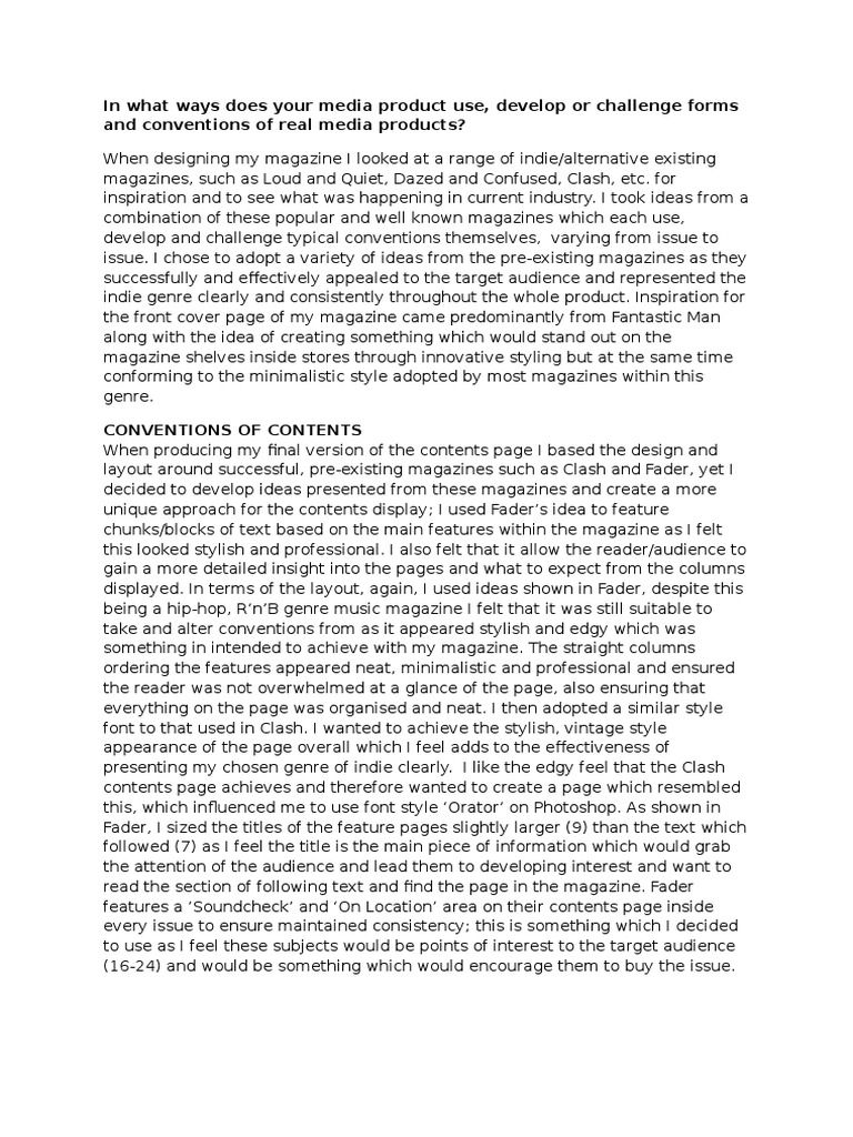 Final Evaluation Question 1 | PDF | Page Layout | Magazines