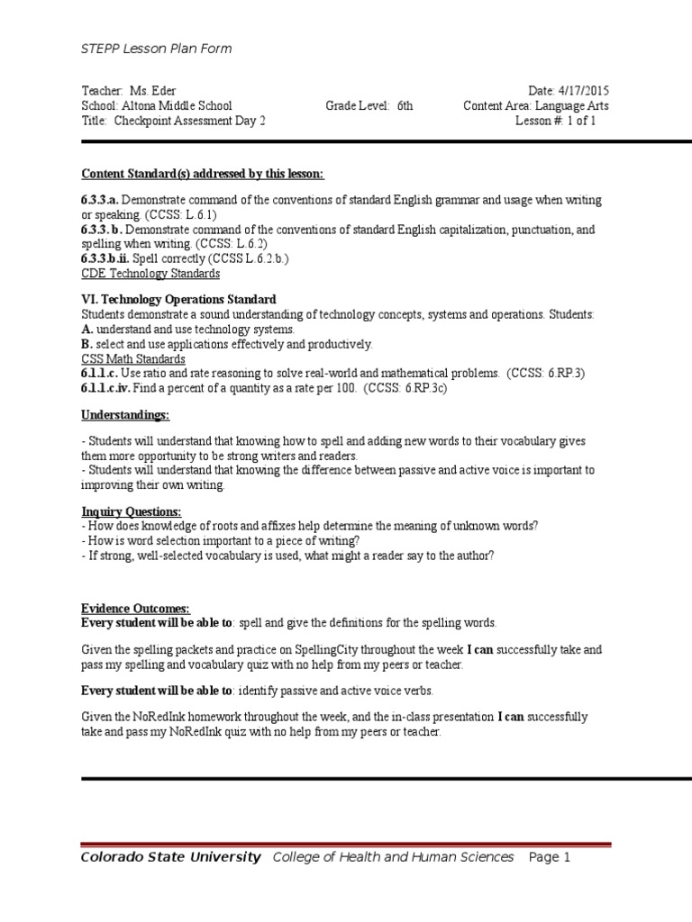 Checkpoint Assessment Day 2 Plan | PDF | Lesson Plan | Quiz