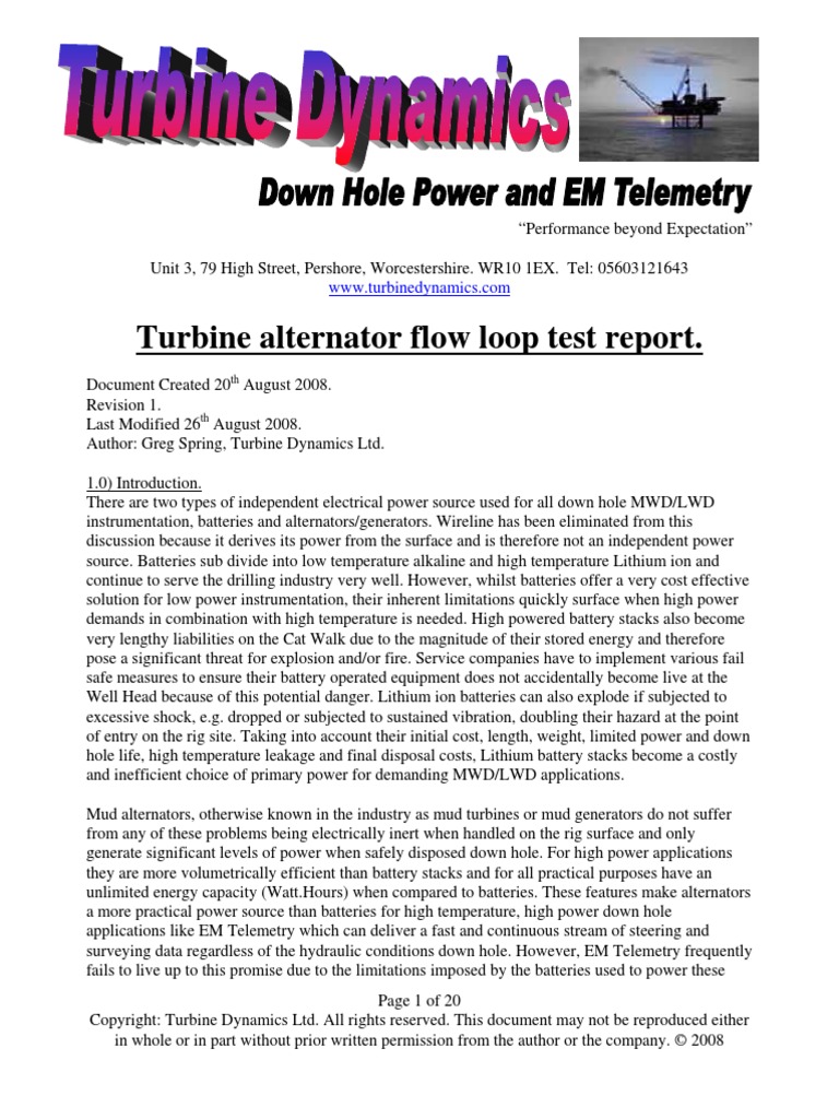 Turbine Flow Loop Report | PDF | Rectifier | Battery (Electricity)