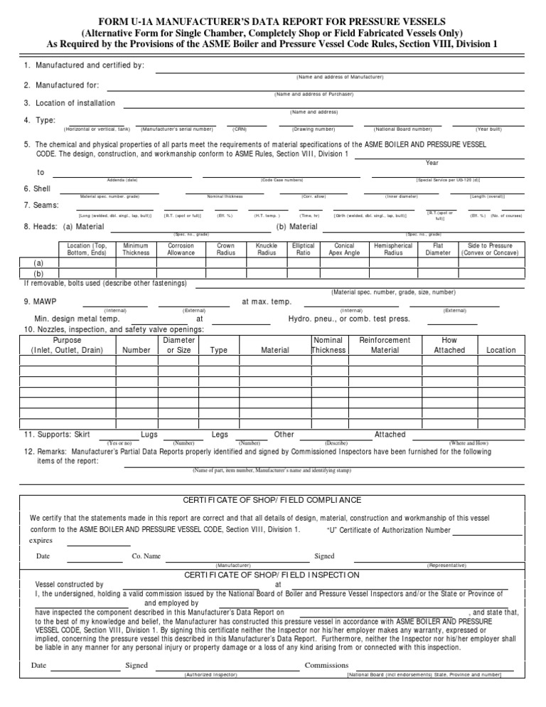 Interactive Form U-1A | PDF | Gas Technologies | Mechanical Engineering