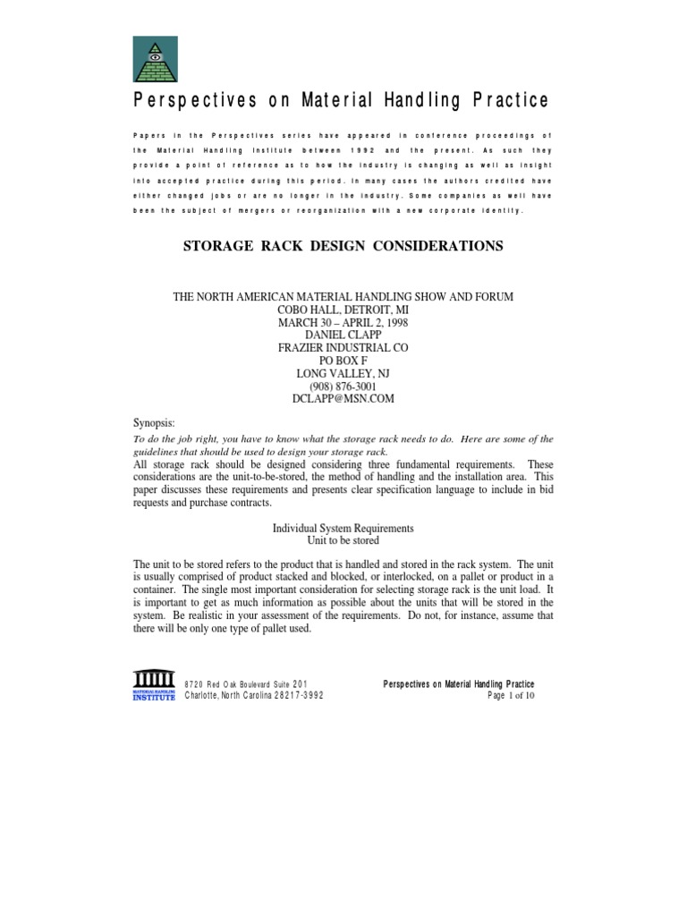 Perspectives On Material Handling Practice Perspectives On Material ...