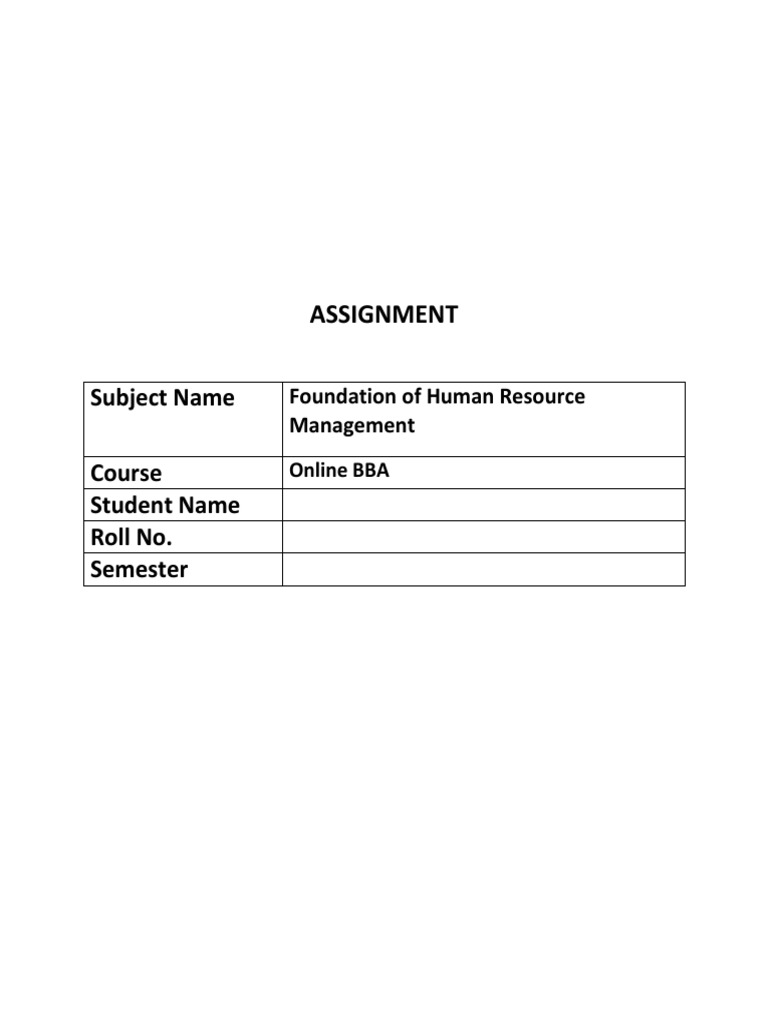 Foundation of Human Resource Management Assignment | PDF | Human ...