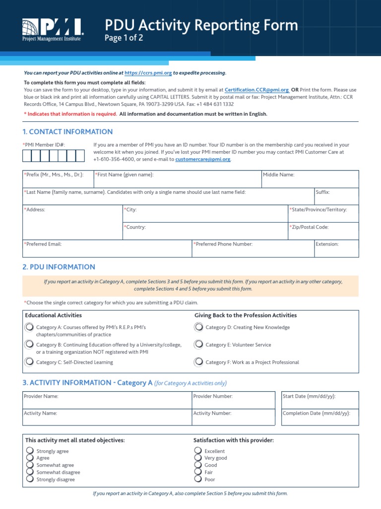 PDU Reporting FormPDU Reporting Form PDF | PDF | Zip Code | Email