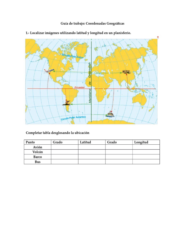 Guia de Ejercicio Tema Coordenadas Geograficas | PDF | Clima templado ... Guia de Ejercicio Tema Coordenadas Geograficas | PDF | Clima templado ...