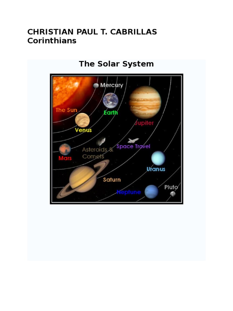 Christian Paul T. Cabrillas Corinthians The Solar System | PDF ...