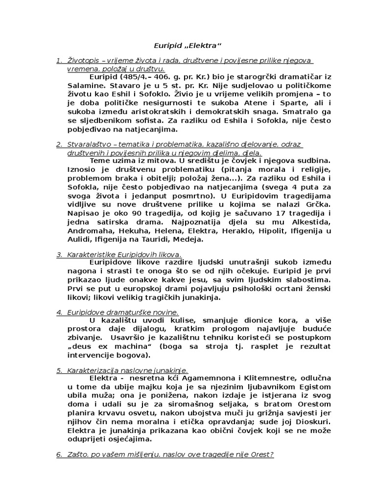 Euripid - Elektra | PDF