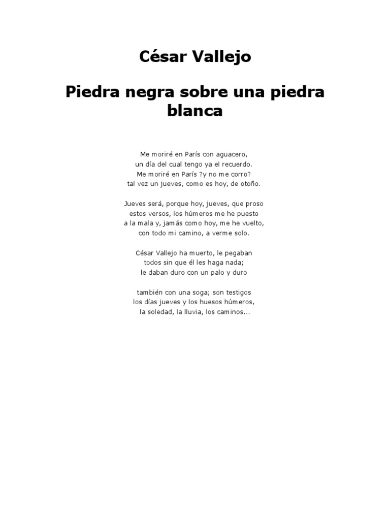 César Vallejo Piedra Negra Sobre Una Piedra Blanca | PDF