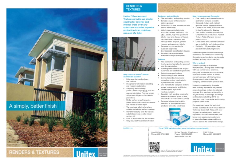 Unitex Renders Finishes Brochure 2015 | PDF | Qr Code | Paint