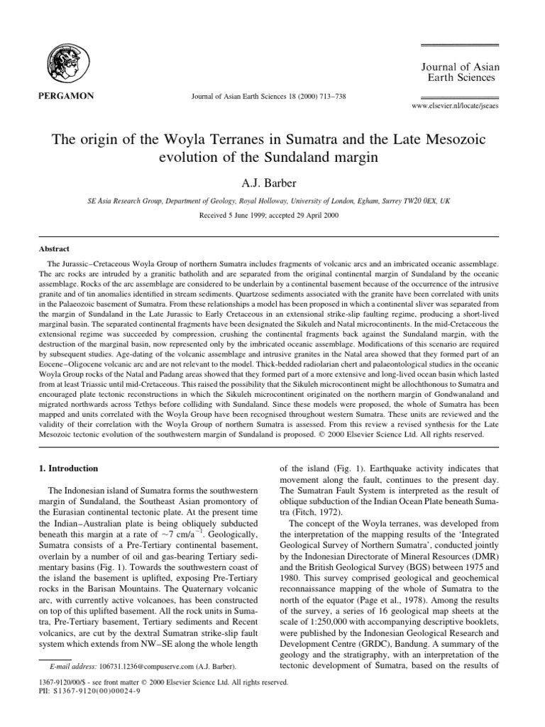 Geology of Sumatra's Woyla Terranes | PDF | Sedimentary Basin | Clastic ...