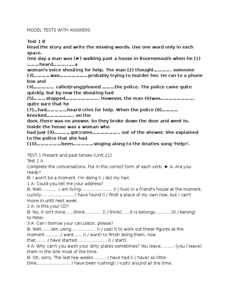 Fill-in-the-Blanks English Tests | PDF | Ellipsis | Syntax